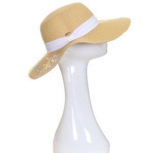 C.C | Accessories | Cc Multi Color Lettering Wide Brim Braid Sun Hat ...
